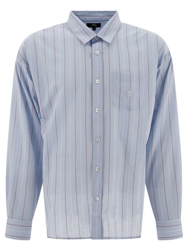 StüSsy Classic Striped Shirt - Light Blue | Editorialist